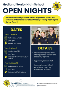 Open Nights - Hedland Senior High School